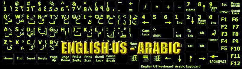 Arabic Keyboard Sticker Glowing Fluorescent Arabic English Keyboard ...